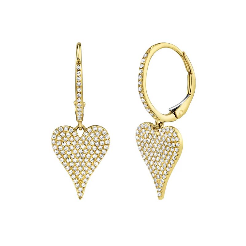 Pave Diamond Heart Drop Earrings – Lewis Jewelers, Inc.